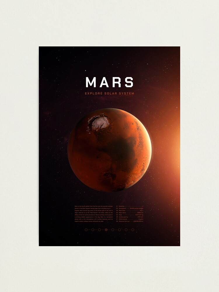 Lámina fotográfica «Marte planeta. Ilustración de fondo del cartel.» de ...