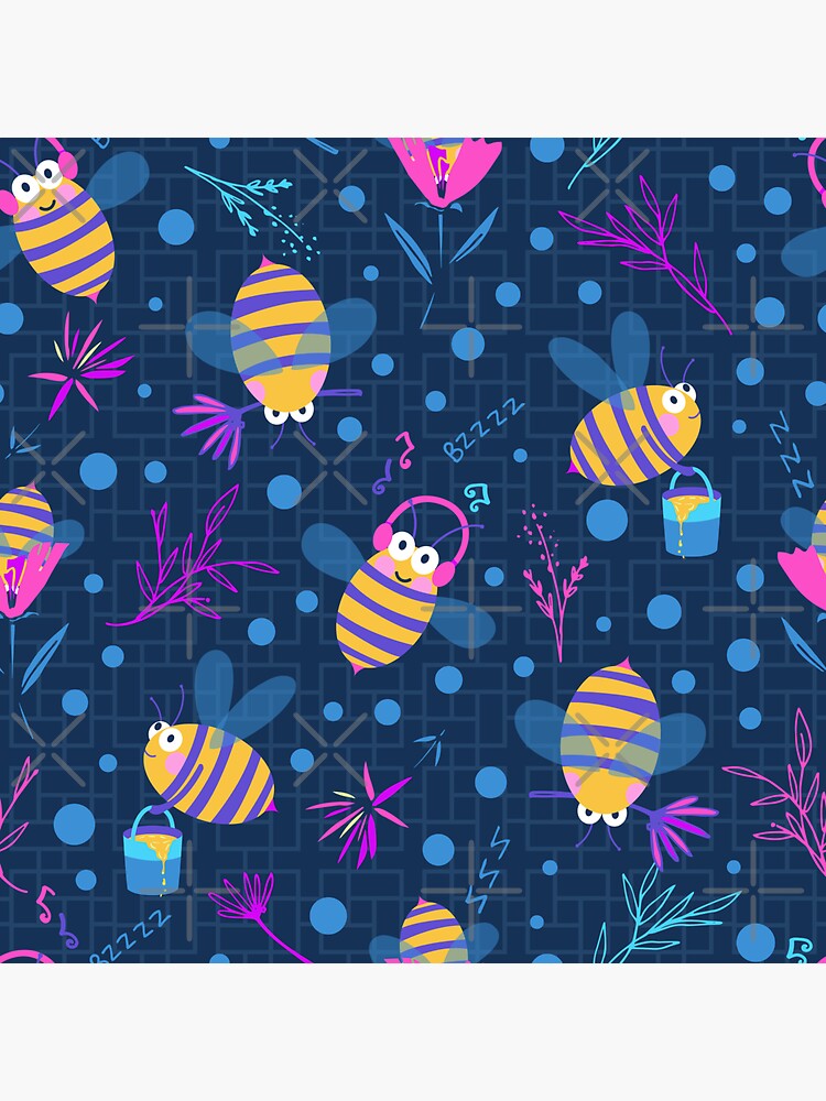 "Neon Bees" Sticker by Farijazz | Redbubble