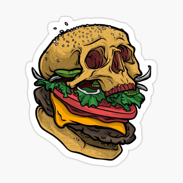 "Food for Thought - Death Cheeseburger" Sticker by BirdBrainStore ...