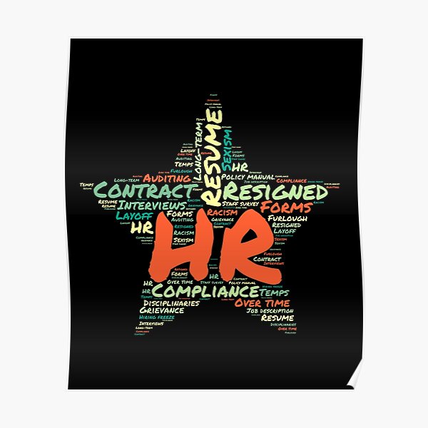 "HR WordArt showing A Typical Day of the HR using HR Vocabulary" Poster ...