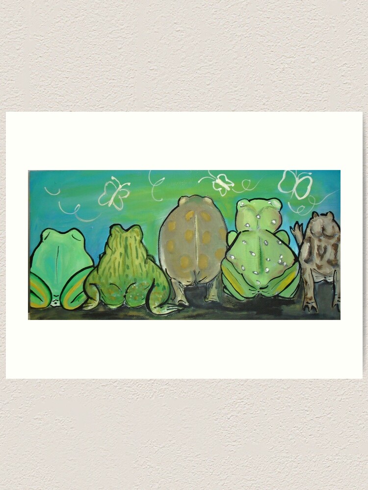 "Frog Butt line up frog butts " Art Print for Sale by CappySue | Redbubble