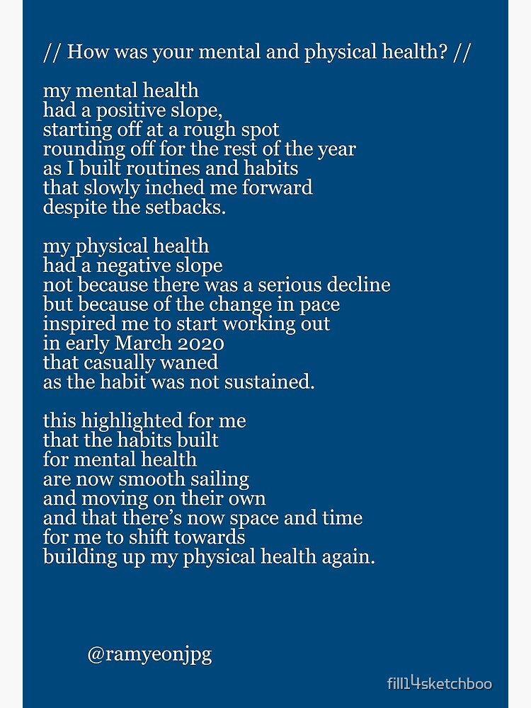 "How was your mental and physical health? (a poem)" Art Print for Sale ...