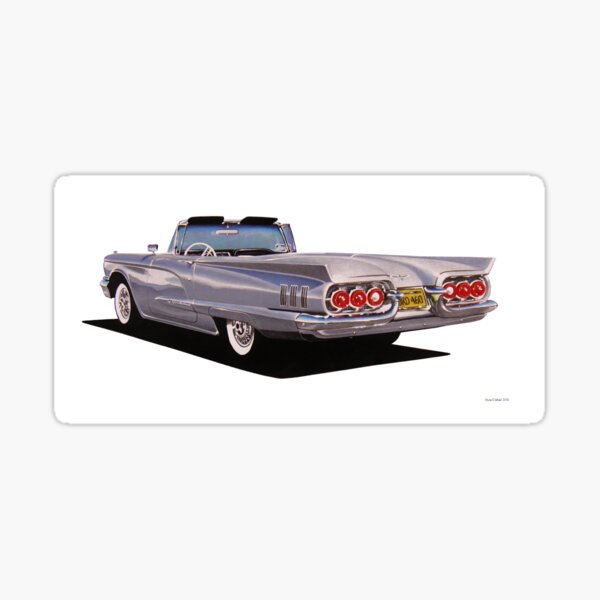 "1960 Ford Thunderbird Convertible" Sticker by brianrolandart | Redbubble