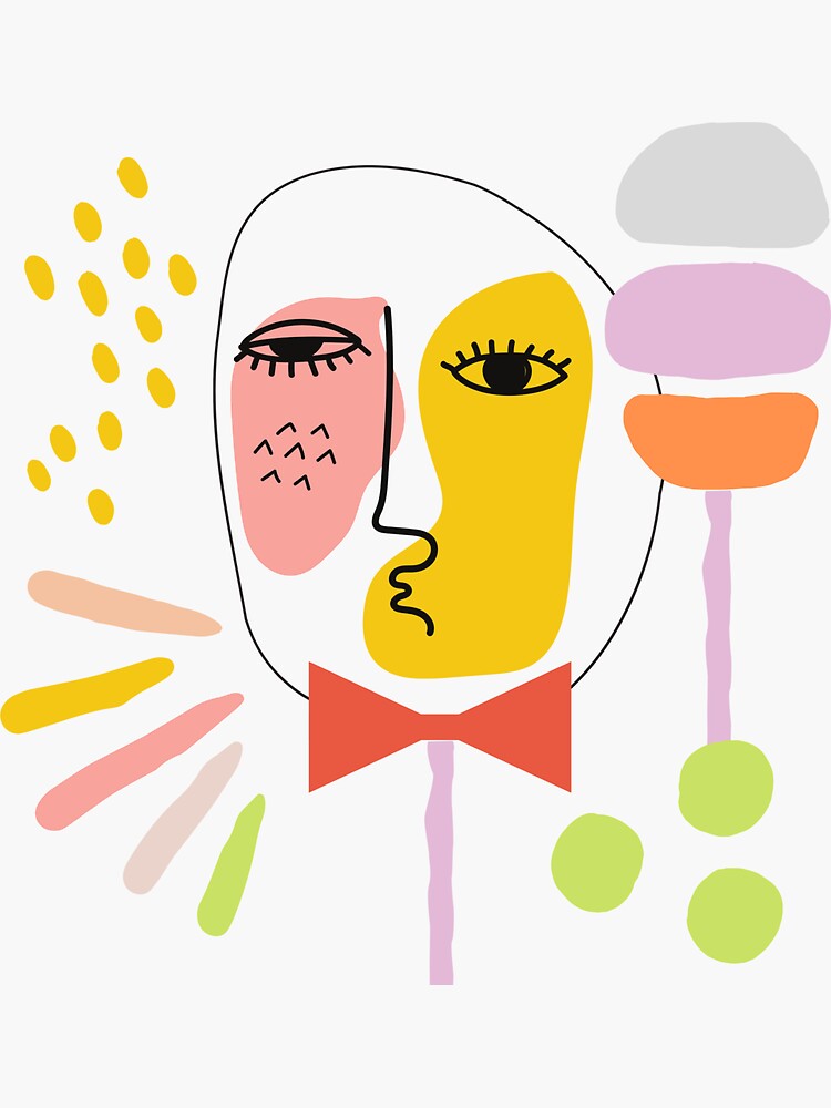"funny abstract face" Sticker by SztukaUzytkowa | Redbubble