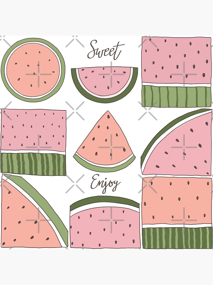 Lienzo «Linda ilustración de sandía (paleta de colores, paleta de ...