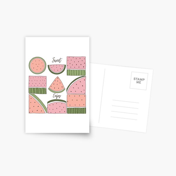 Postal «Linda ilustración de sandía (paleta de colores, paleta de ...