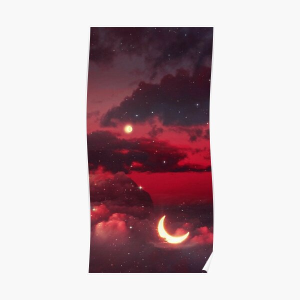 "night red sky " Poster for Sale by khadijaelalaoui | Redbubble