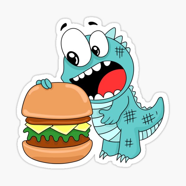 "Cartoon Cute Dragon Eating Burger" Sticker by cartoon-stories | Redbubble