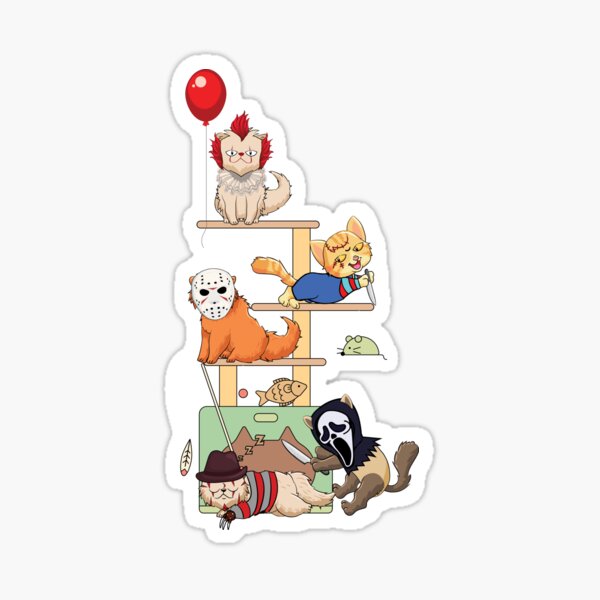 "Cat horror films scratching post cat holder gift horror" Sticker for ...