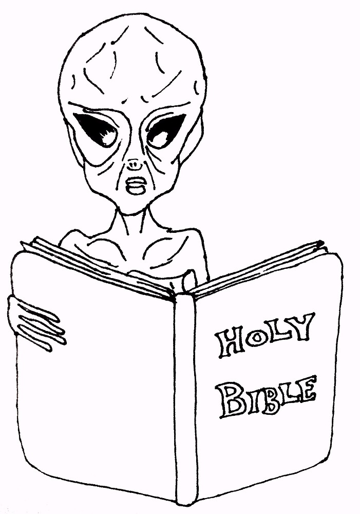 "Alien Reading Bible" by emcshell | Redbubble