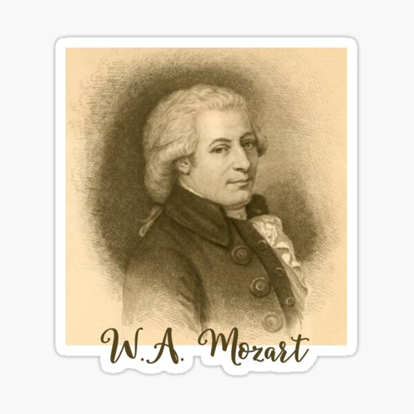 "Mozart Vintage Portrait of Musician Wolfgang Amadeus Mozart" Sticker ...