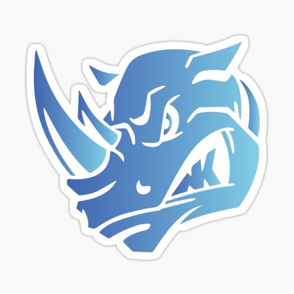 "Rhino Art in sky blue color gradient" Sticker by Cute--Animals | Redbubble