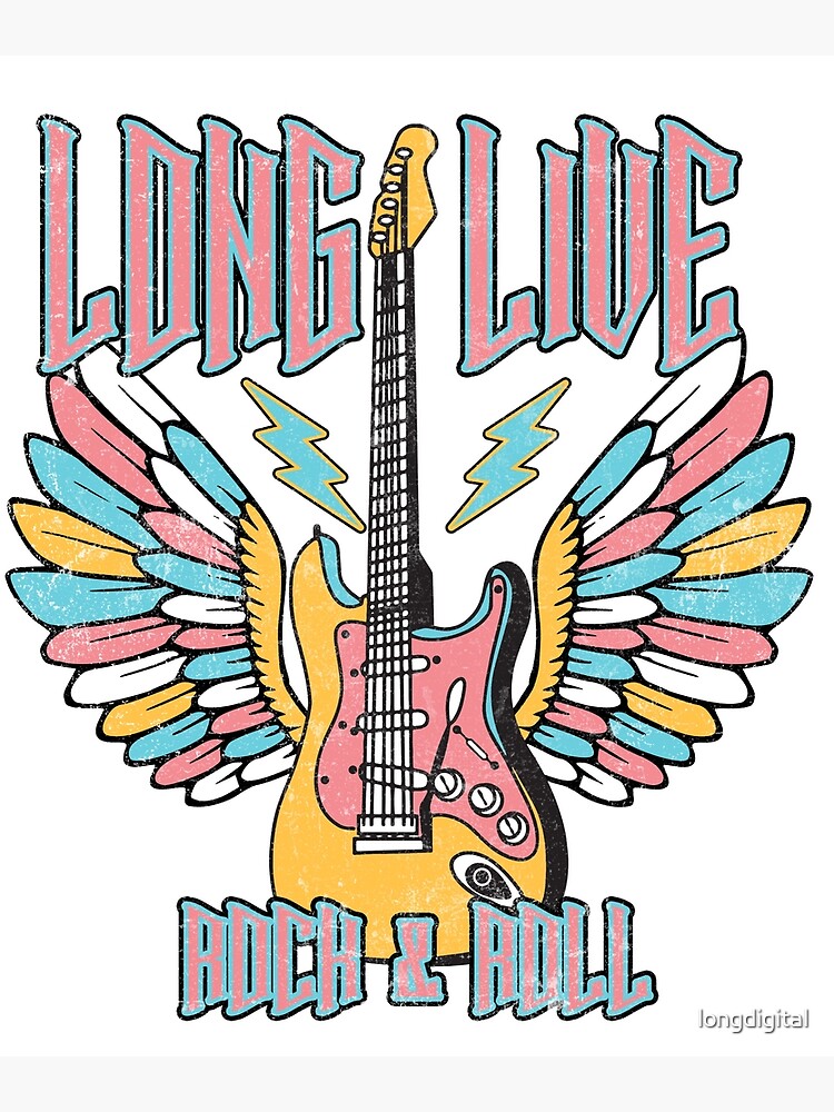 "Long Live Roc and Roll Guitar Lightning" Poster for Sale by ...