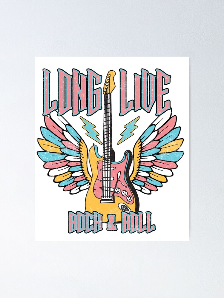 "Long Live Roc and Roll Guitar Lightning" Poster for Sale by ...