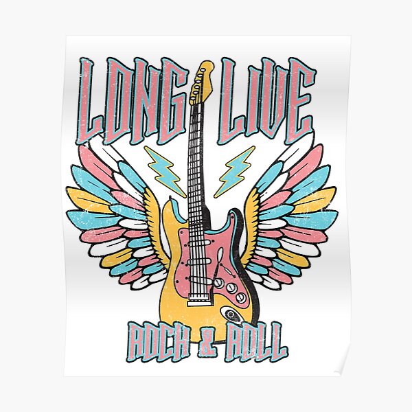 "Long Live Roc and Roll Guitar Lightning" Poster for Sale by ...