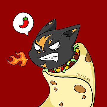 "Spicy Purrito" Sticker for Sale by Amyloink | Redbubble