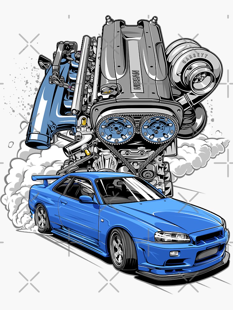 "Rb26 Poster Skyline R34 Gifts" Sticker for Sale by MarisaPinto6854 ...