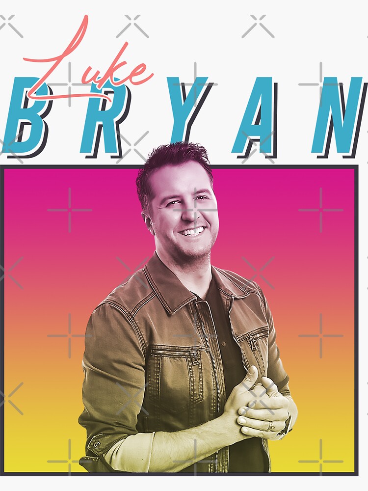 "Luke Bryan Retro 80s Style" Sticker by BodilMeyer | Redbubble
