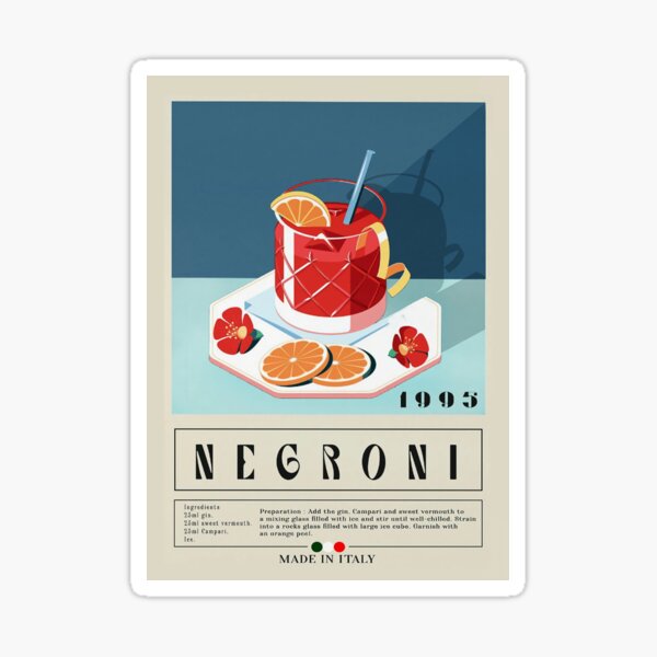 "Retro Negroni Classic" Sticker by kathleen-hyatt | Redbubble