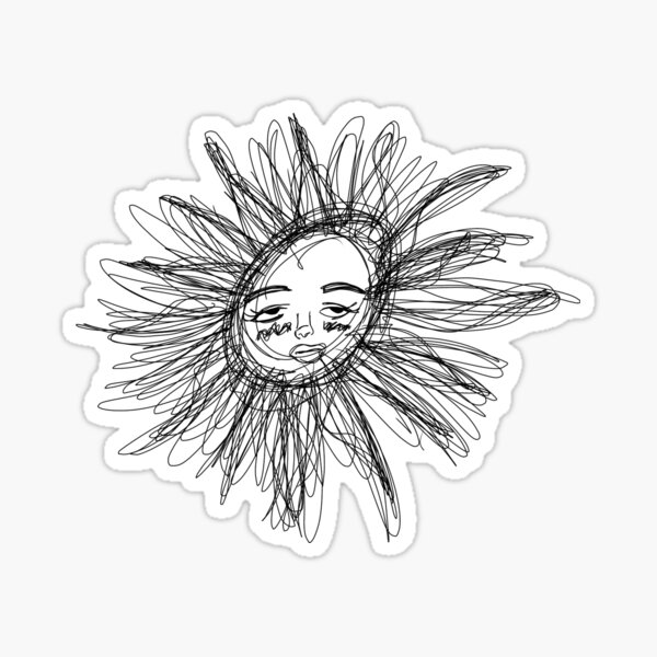 "sun drawing, psychedelic scrapbook inspired " Sticker by ellesisarty ...