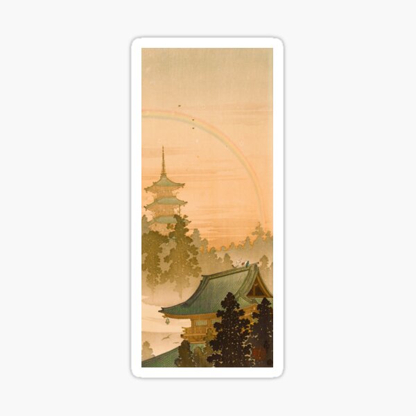 "Japanese Landscape with Rainbow" Sticker by jadeandjester | Redbubble