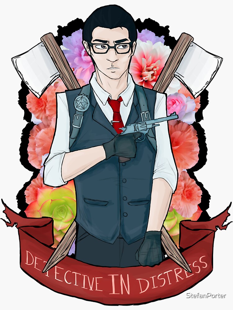 "Detective In Distress" Sticker by StefanPorter | Redbubble