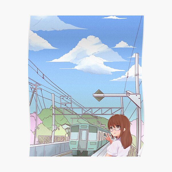 "Japanese Anime Girl Waiting at Train Station" Poster for Sale by ...