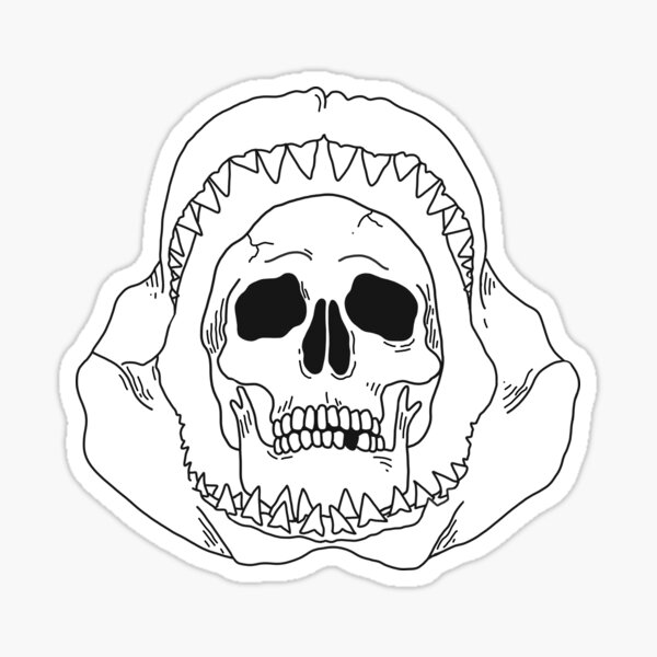 "Shark and Skulls" Sticker for Sale by FlyingJibDesign | Redbubble