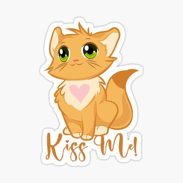 "Kiss Me Kawaii Cat" Sticker by Kawai-Corner | Redbubble