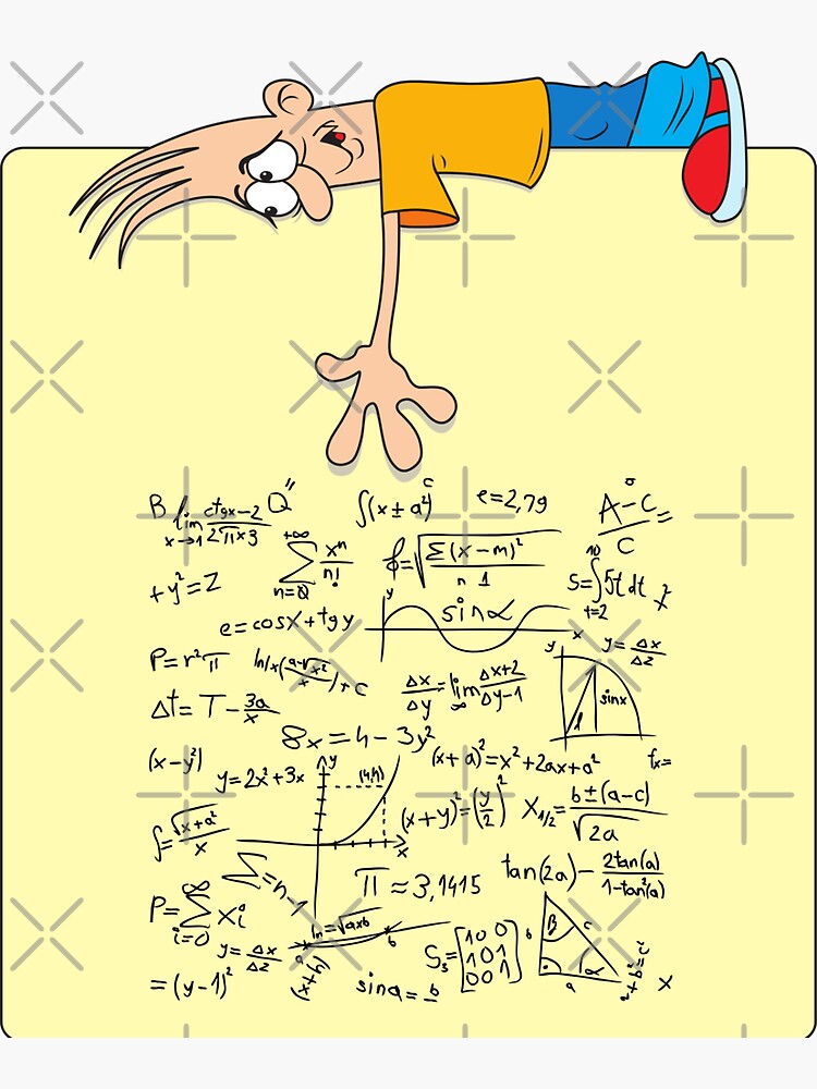 "Anime Cartoon Man Tired of Math's Formulas " Sticker by cartoon ...