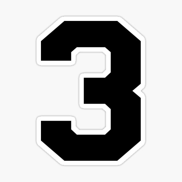 "Number 3, Black three, Sports number 3" Sticker by TheCultStuff ...