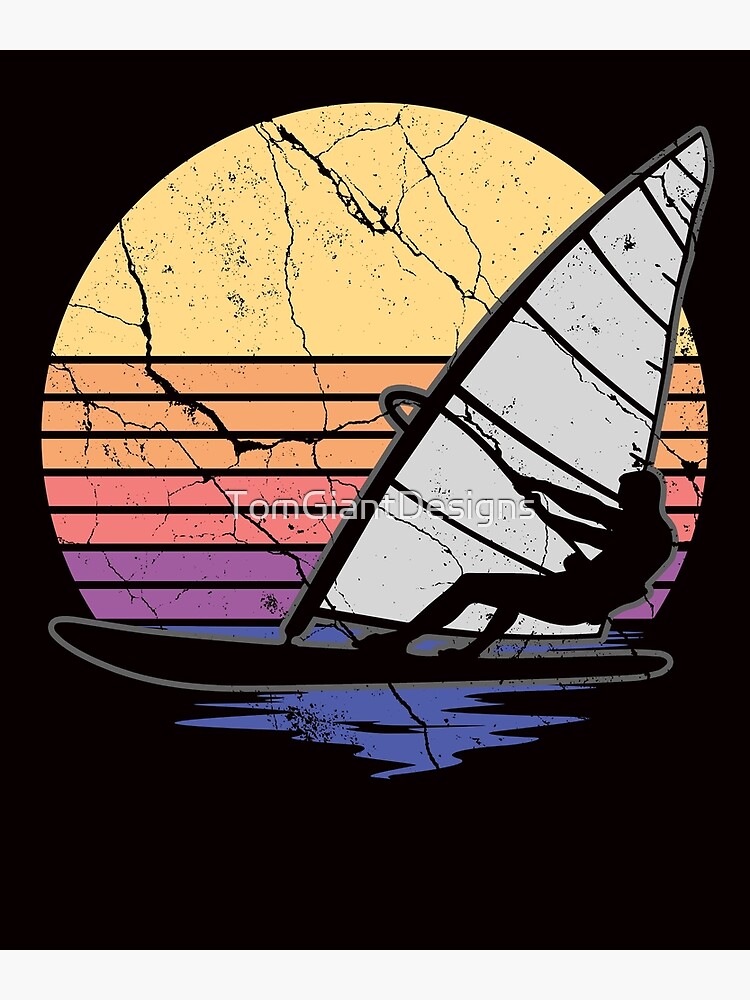 "Vintage Windsurfer Retro Windsurfing Ocean Wave Surfing" Poster for ...