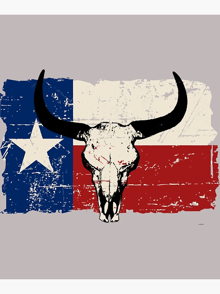 "Texas Bull Flag - Vintage Look" Poster for Sale by RechelValatine ...