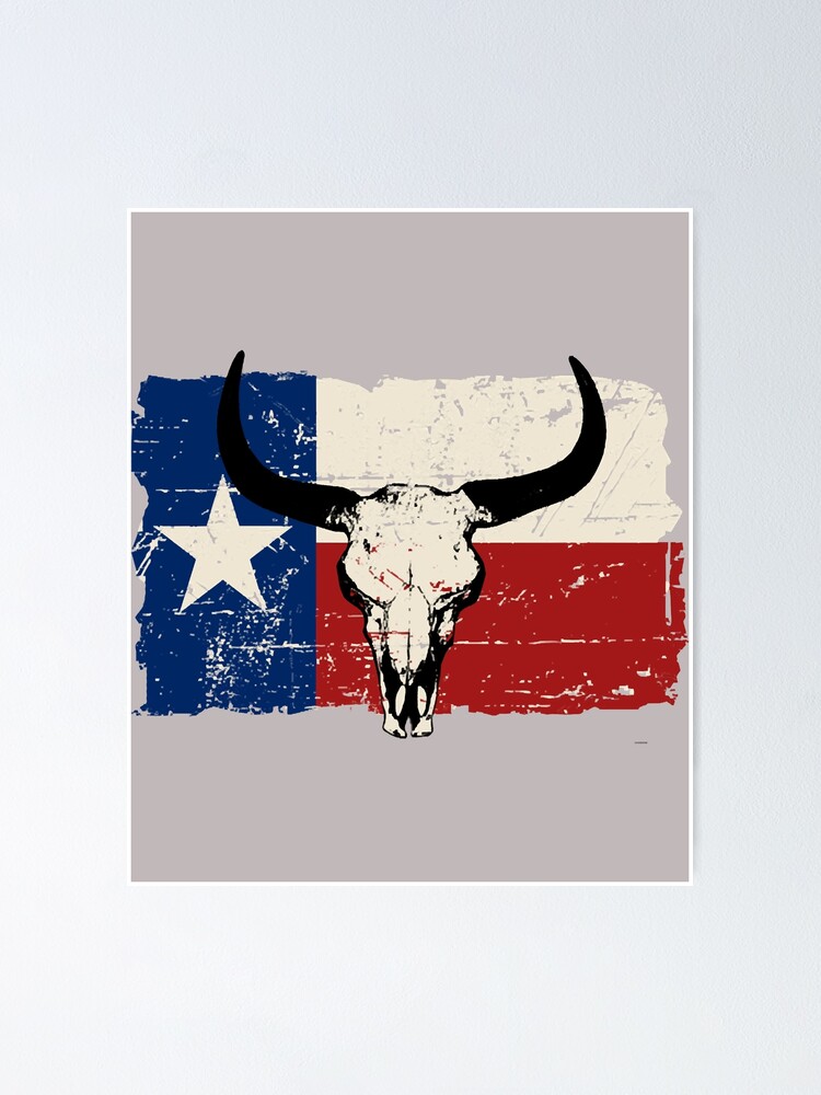 "Texas Bull Flag - Vintage Look" Poster for Sale by RechelValatine ...