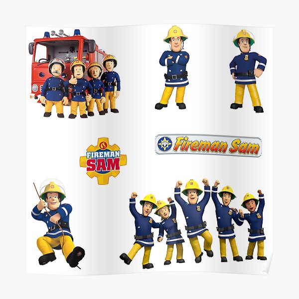 "Fireman Sam pack of stickers" Poster for Sale by Razvanje20 | Redbubble