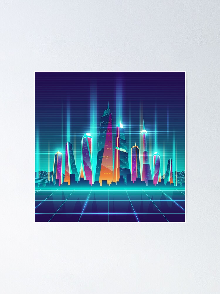 "Future world neon lights metaverse" Poster for Sale by Smo-dy | Redbubble