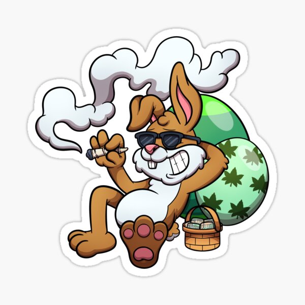 "Easter Bunny Smoking A Joint" Sticker by TheMaskedTooner | Redbubble