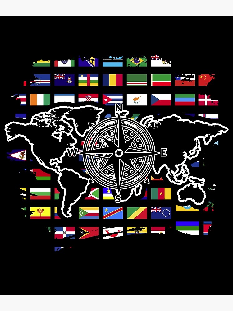 "Cartography World Map Travel Compass International World Flags ...