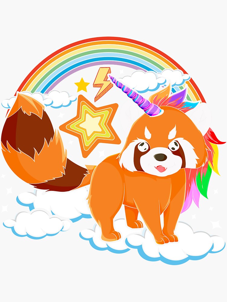 "Red Panda Cute Red Pandacorn Magical Animal Fantasy Unicorn" Sticker ...