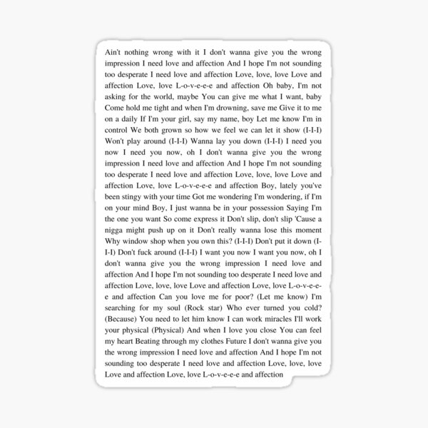 "Loveeeeeee Song - Rihanna ft. Future" Sticker for Sale by verticalley ...