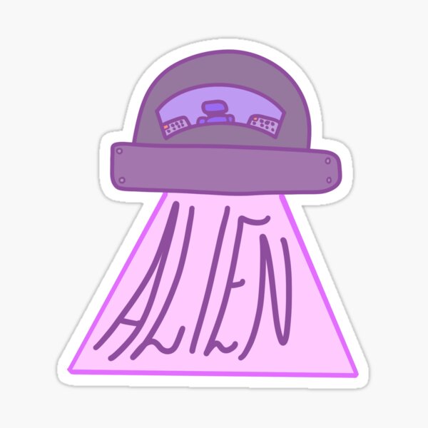 "Purple UFO Alien Sticker" Sticker for Sale by Strawboodle | Redbubble
