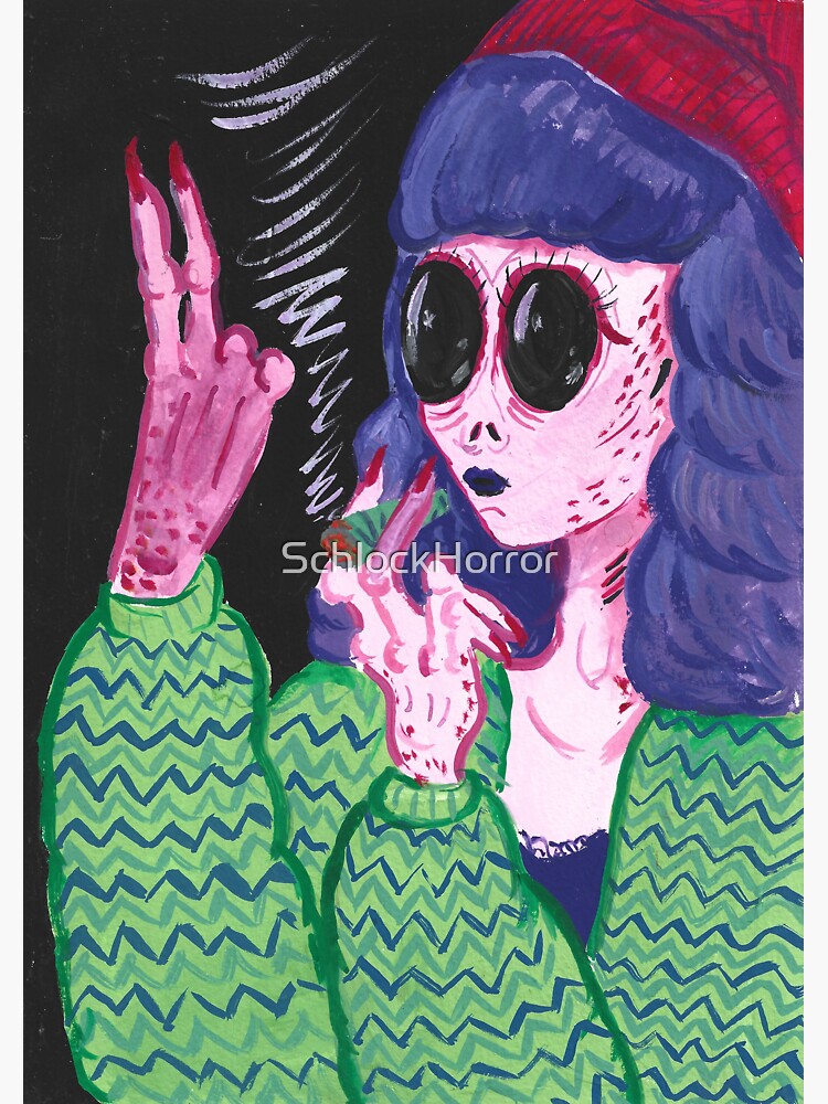 "Alien Girl With Joint" Sticker by SchlockHorror | Redbubble