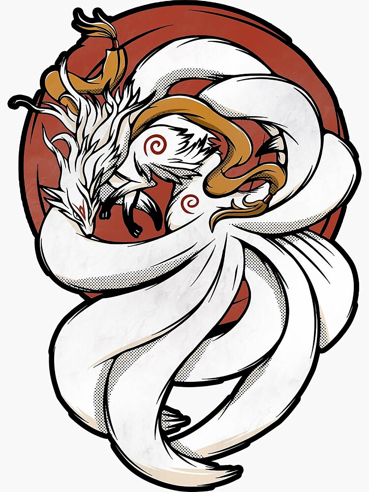 "WHITE KYUBI" Sticker by basiranantiko | Redbubble