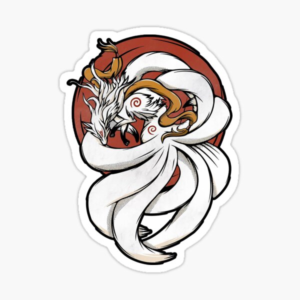 "WHITE KYUBI" Sticker by basiranantiko | Redbubble