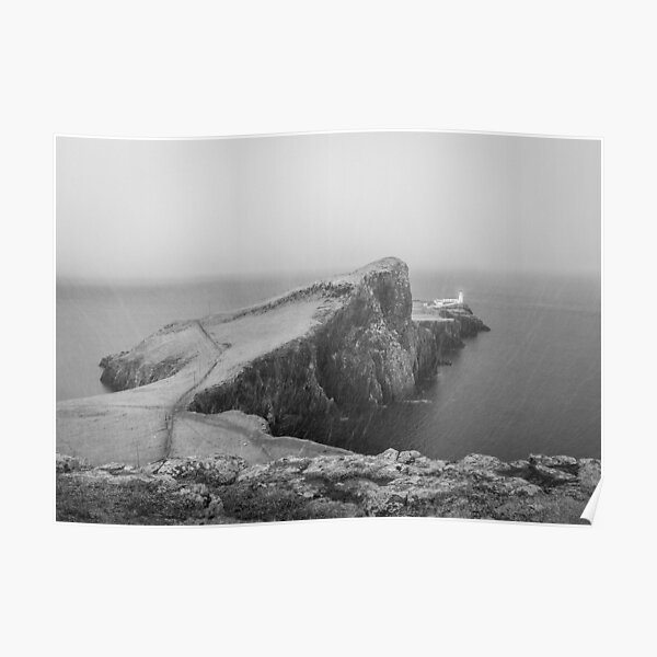 "Neist Point snow storm black and white" Poster by TMcG72 | Redbubble