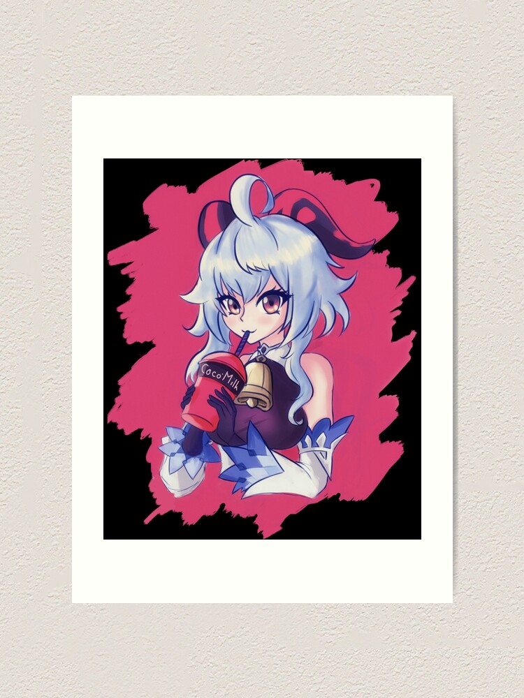 "Coco Goat (Ganyu) drinking Coco Milk - Genshin Impact " Art Print for ...