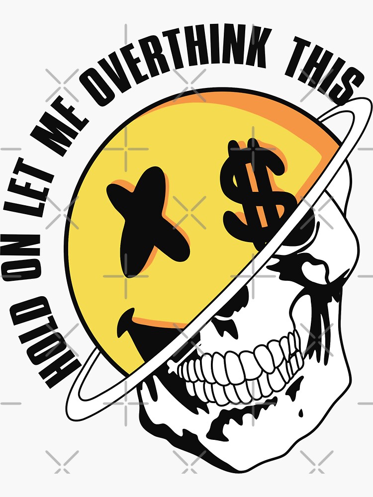 "Funny smiling skull Gifts for overthinkers, Retro gift, Over think ...