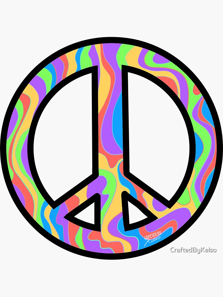 "Trippy Peace Sign" Sticker by CraftedByKelso | Redbubble