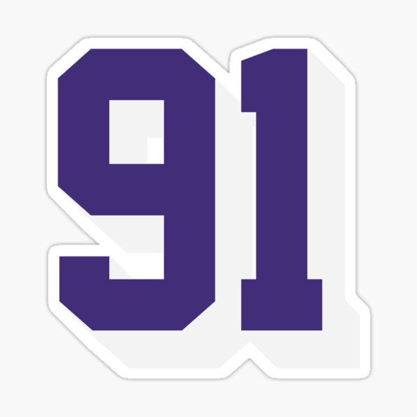 "Jersey Number 91 purple" Sticker by jiromie | Redbubble