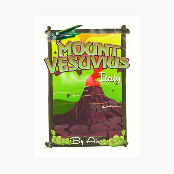 "Mount Vesuvius Italian cartoon volcano poster." Art Print by ...
